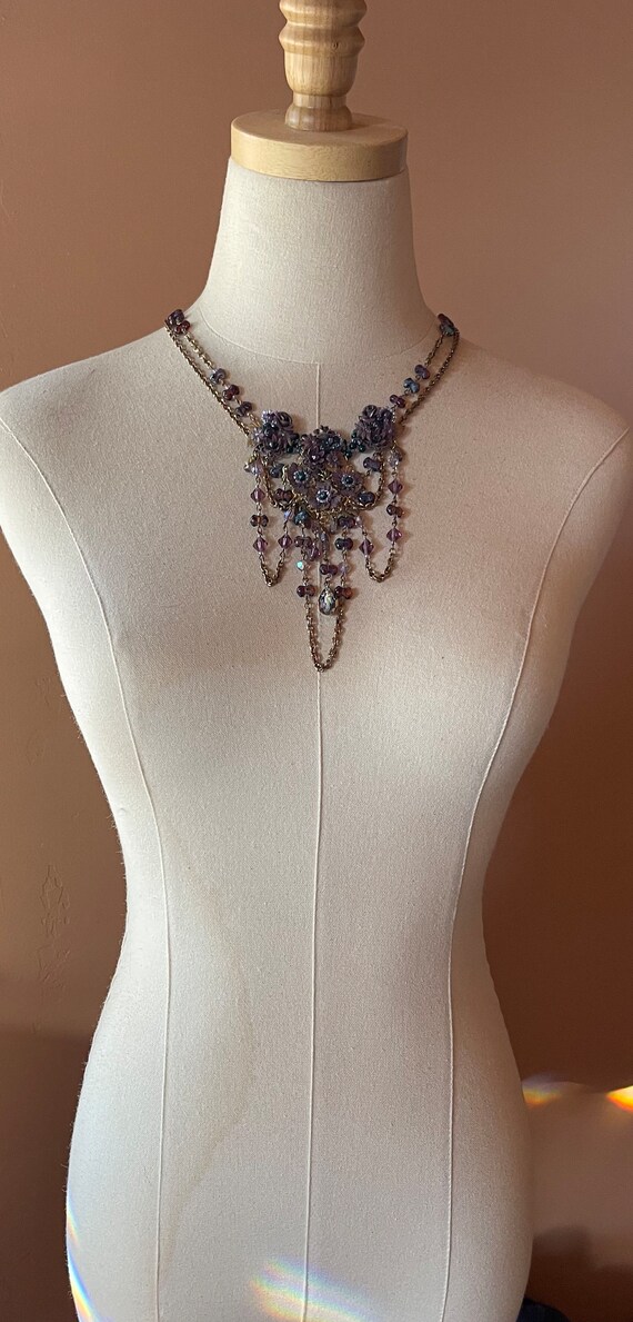 90s Vintage COLLEEN TOLAND Purple Drape Statement Nec… - Gem