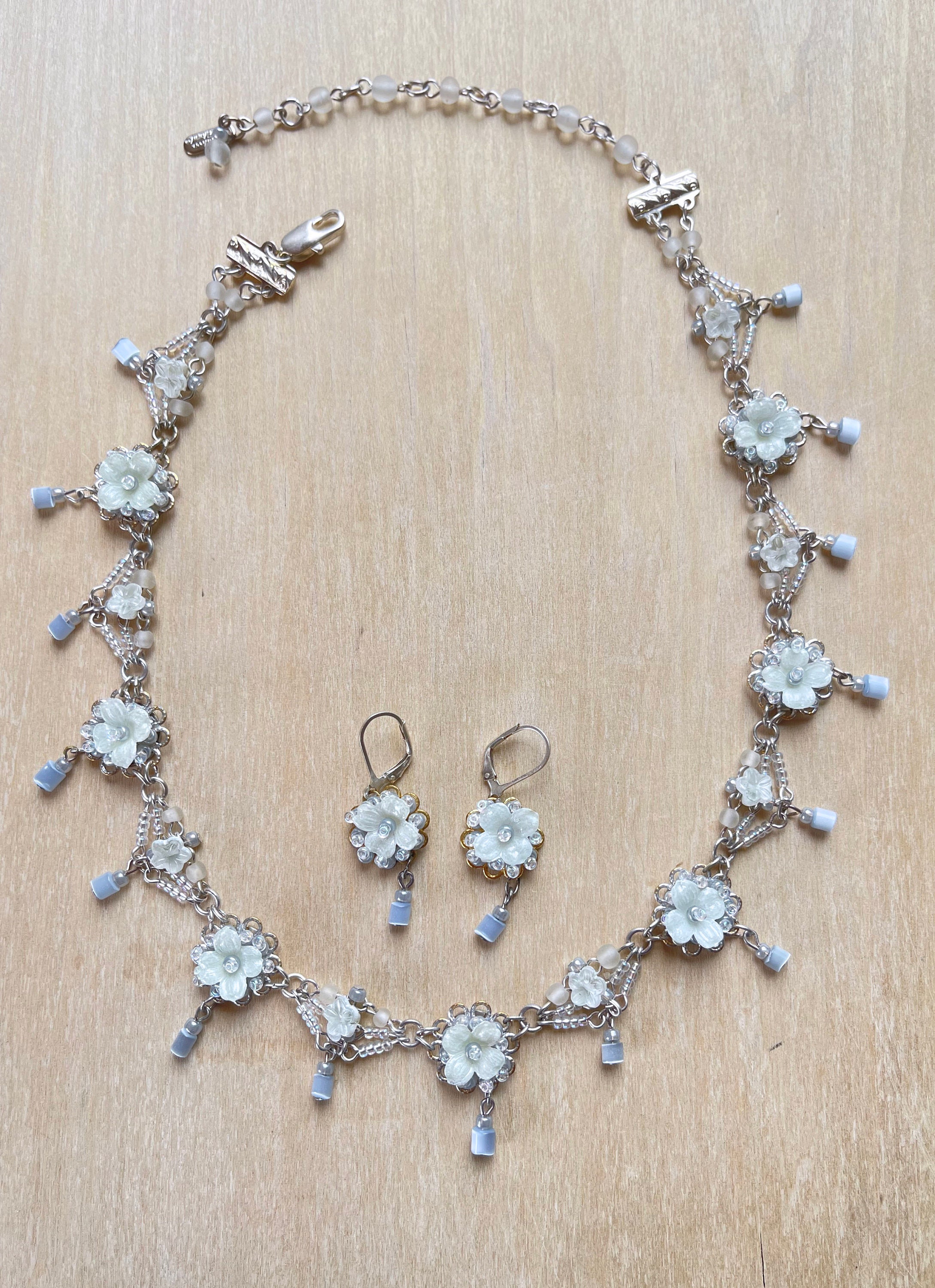 Jewelry Set Vintage COLLEEN TOLAND Soft Blue Aqua Necklace and Earring ...