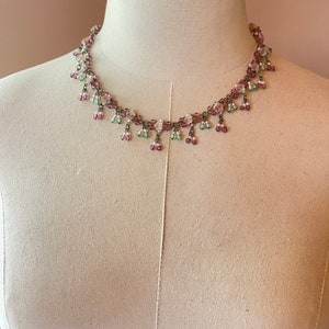 Vintage Colleen Toland XO Pink Green Beaded Necklace Drop Handmade ...