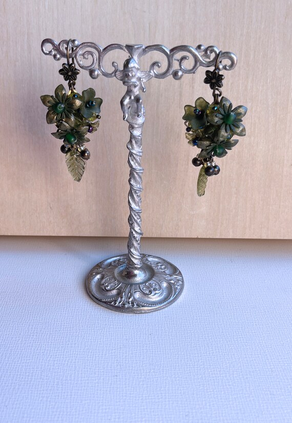 Vintage COLLEEN TOLAND green dangle drop flower handb… - Gem