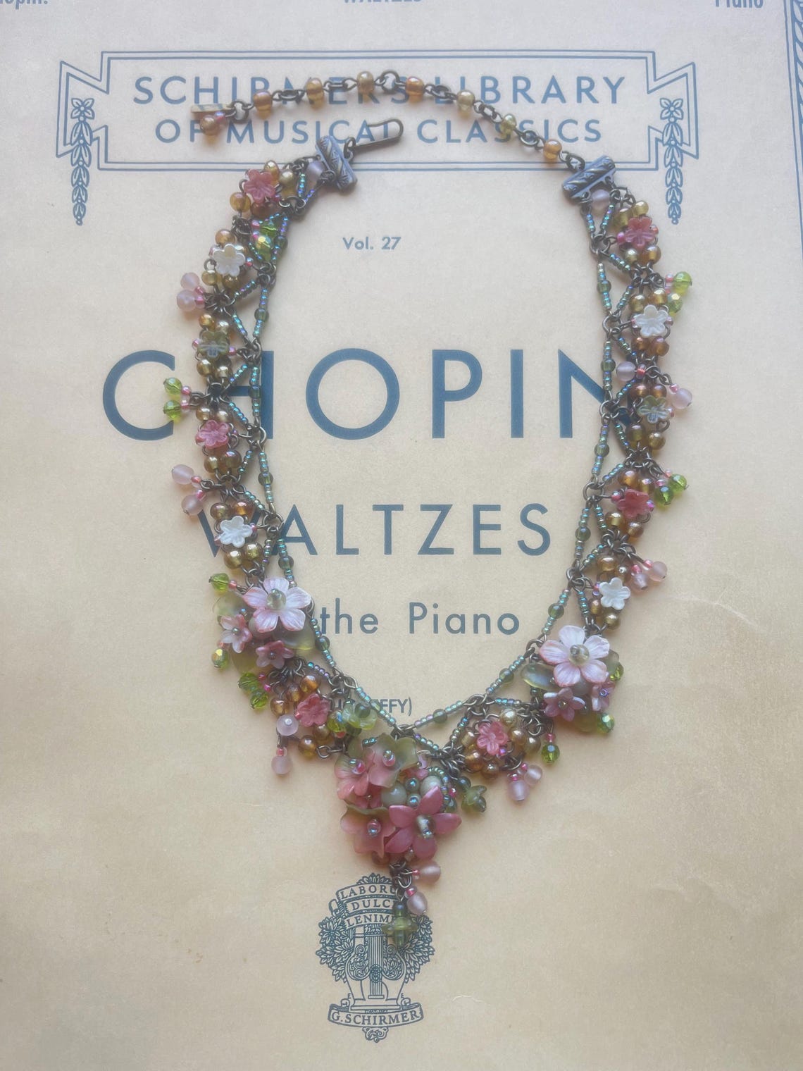 Vintage COLLEEN TOLAND Victorian Rose Dusty Rose Green Handmade Beaded ...