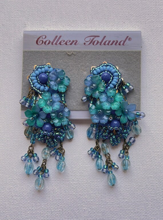 Vintage COLLEEN TOLAND Turquoise Statement Earrings h… - Gem