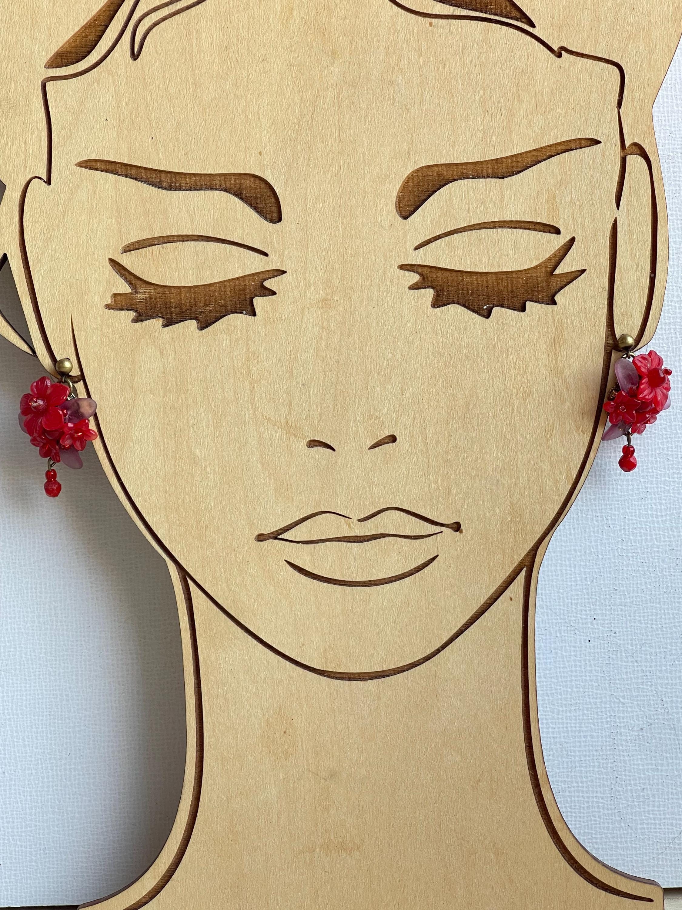 Vintage COLLEEN TOLAND Red Flower Earring and Necklace Jewelry Set ...
