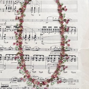 Vintage Colleen Toland XO Pink Green Beaded Necklace Drop Handmade ...