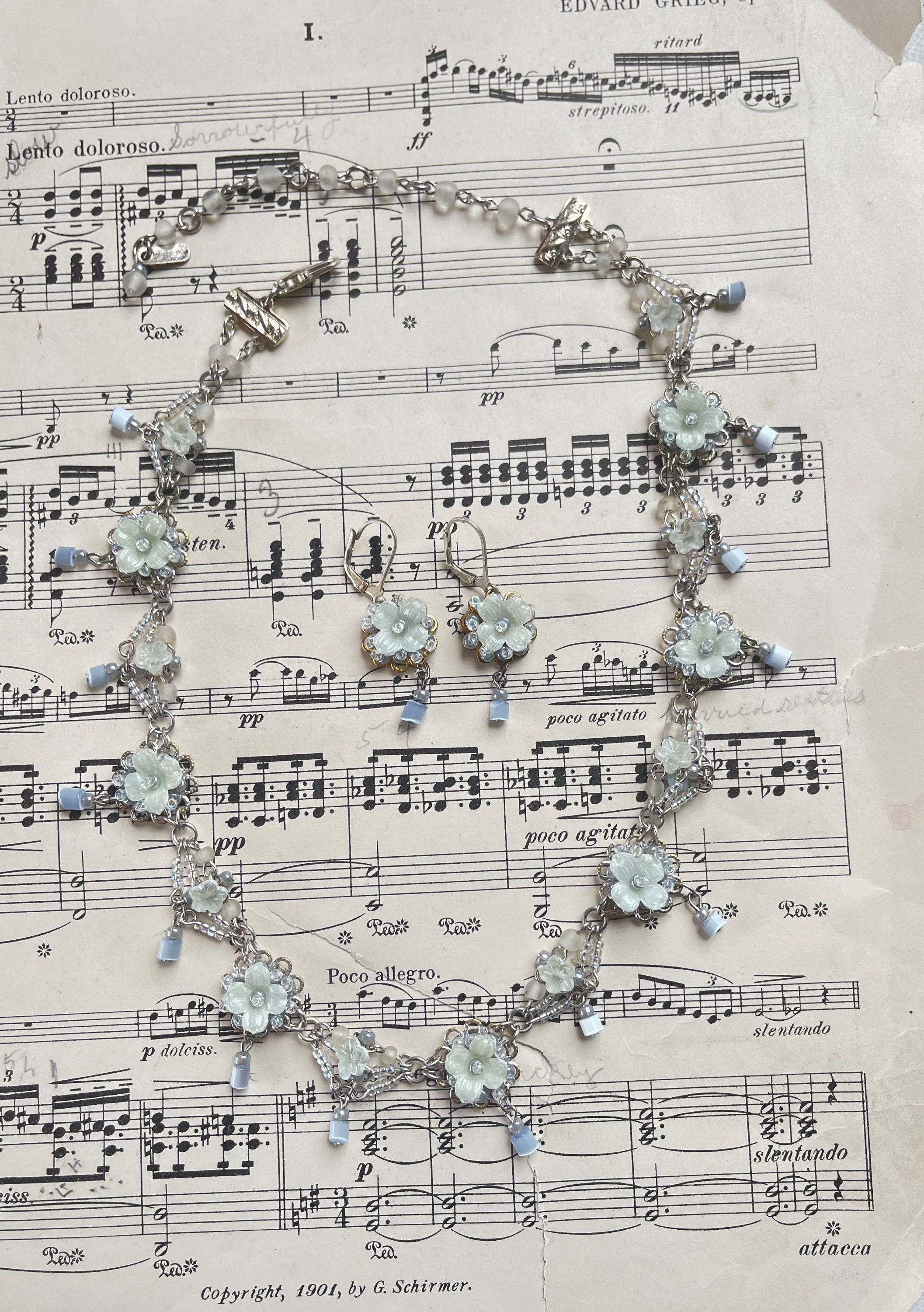 Jewelry Set Vintage COLLEEN TOLAND Soft Blue Aqua Necklace and Earring ...