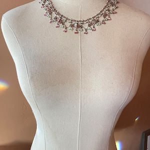 Vintage COLLEEN TOLAND Pink Green XO Necklace Beaded Flower Floral ...