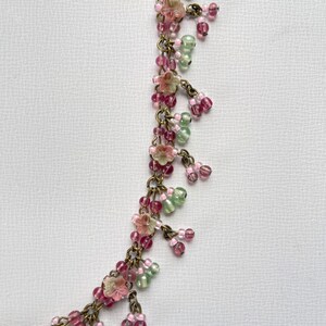 Vintage Colleen Toland XO Pink Green Beaded Necklace Drop Handmade ...