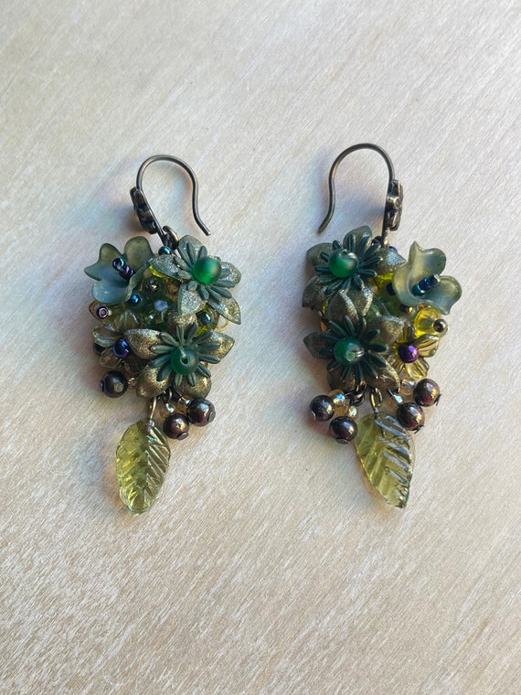 Vintage COLLEEN TOLAND green dangle drop flower handb… - Gem