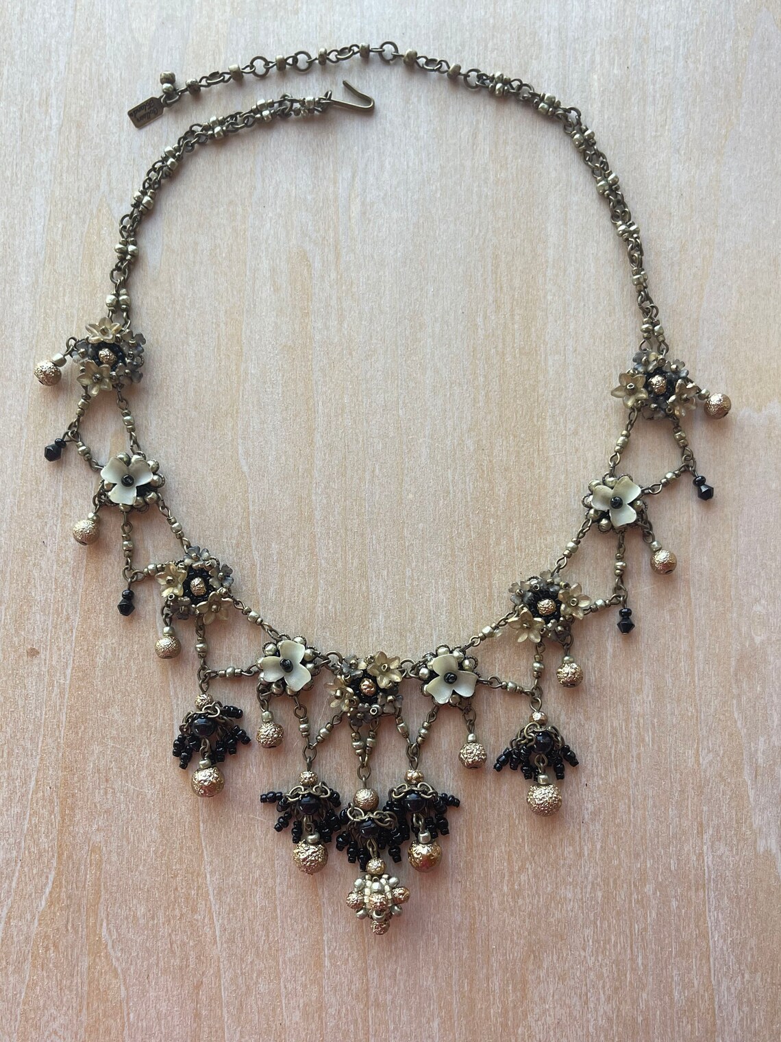 Vintage Colleen Toland gold Bronze Black Necklace - Etsy