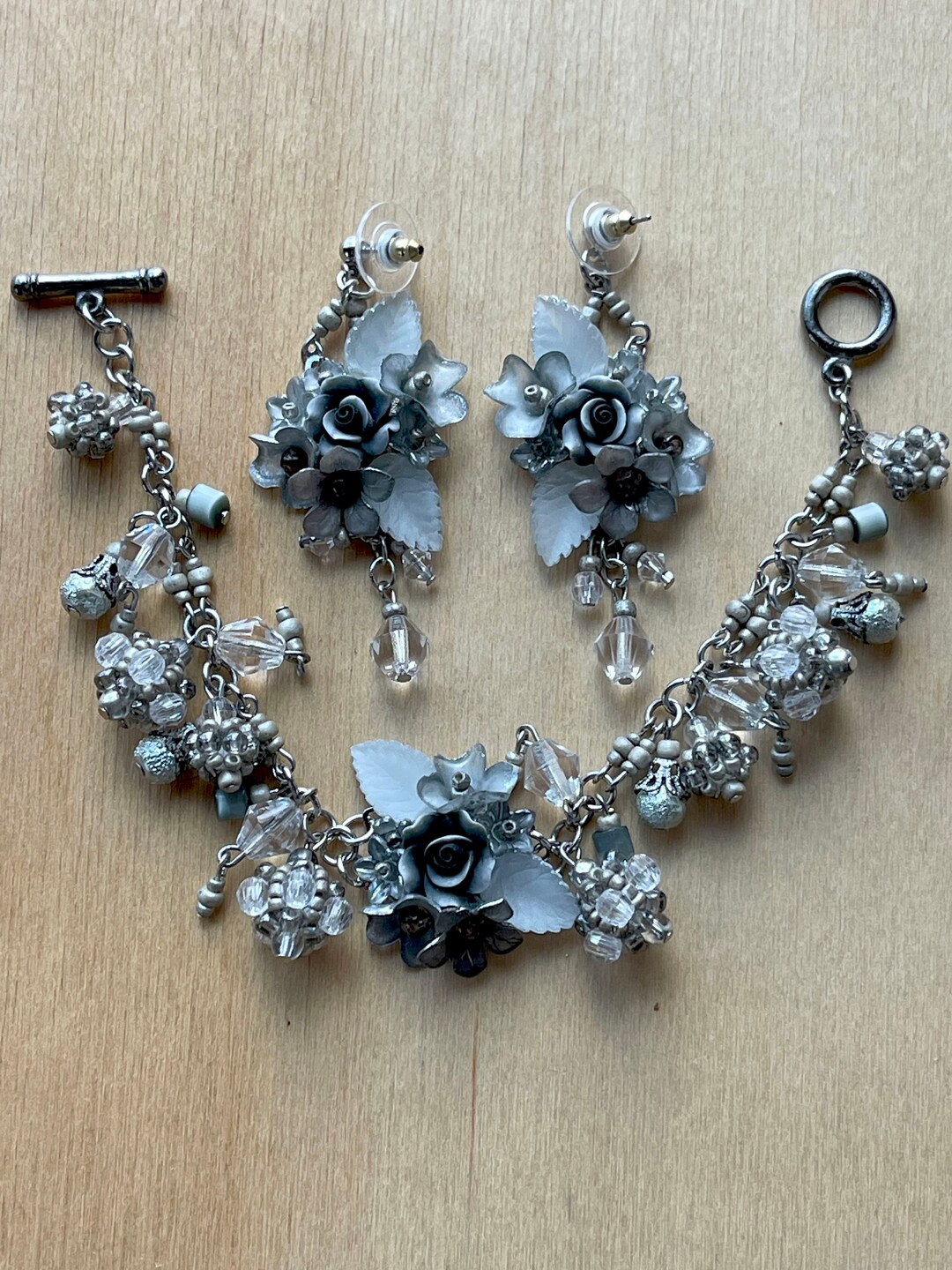 Jewelry Set, Vintage COLLEEN TOLAND Silver-grey Charm Bracelet and ...