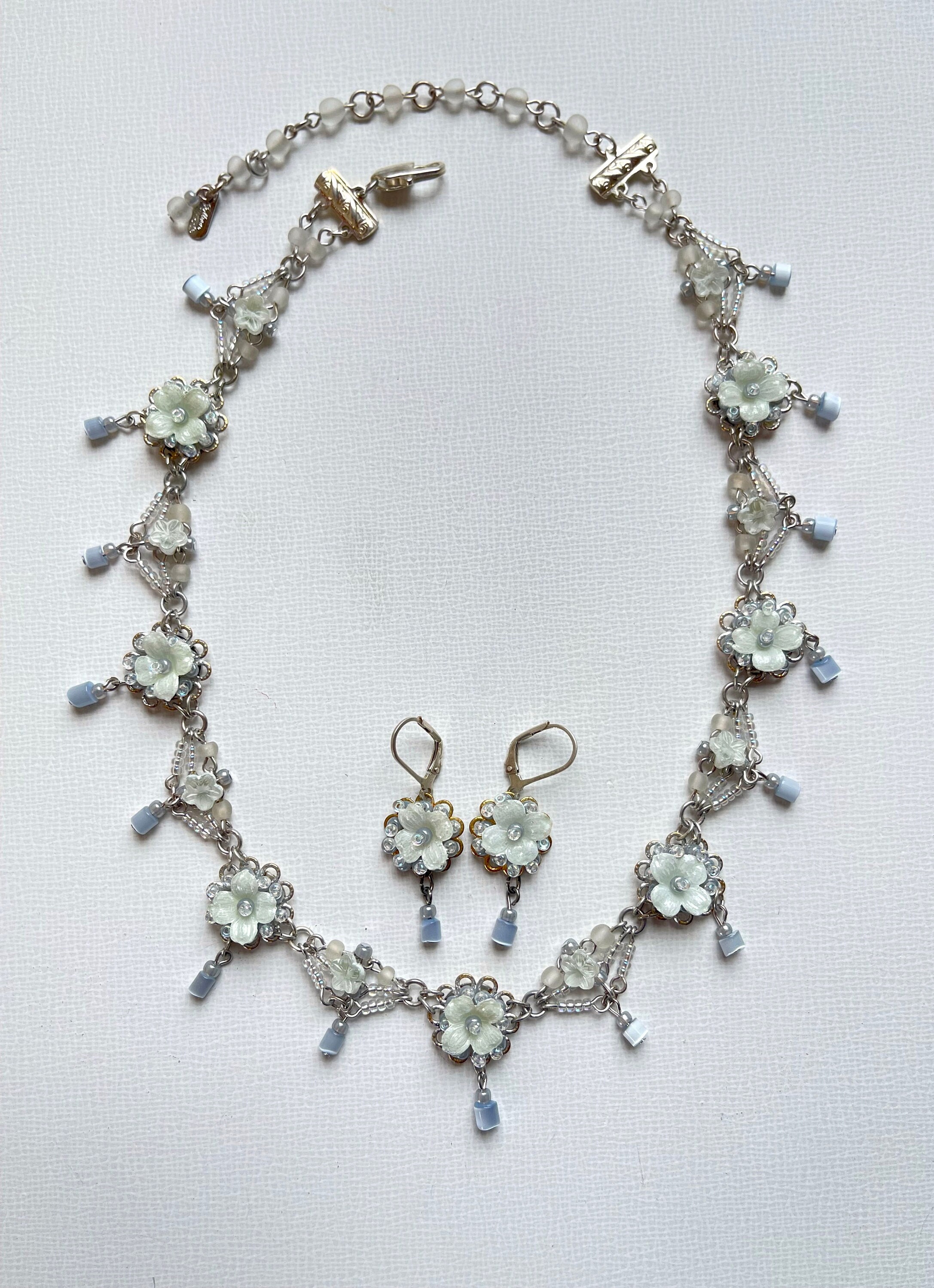 Jewelry Set Vintage COLLEEN TOLAND Soft Blue Aqua Necklace and Earring ...