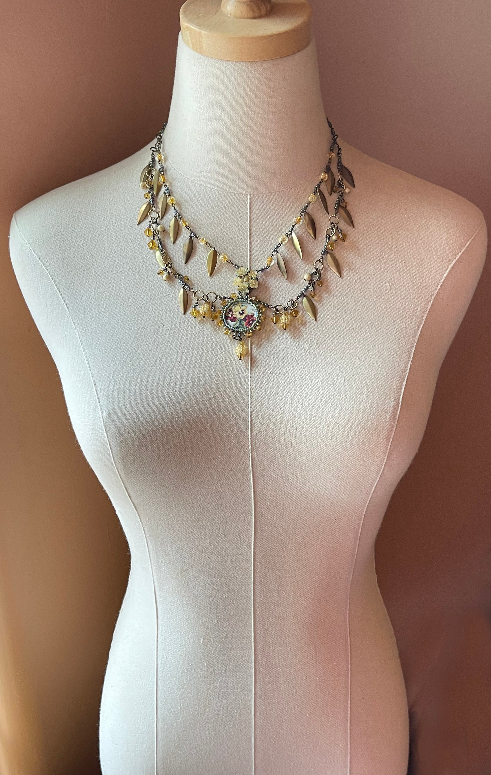 Vintage COLLEEN TOLAND Cornsilk Flower Cameo Necklace. Made - Etsy