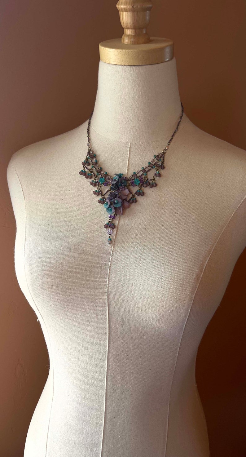 Vintage Colleen Toland Pretty Vee Necklace in Blue and Purple purple ...