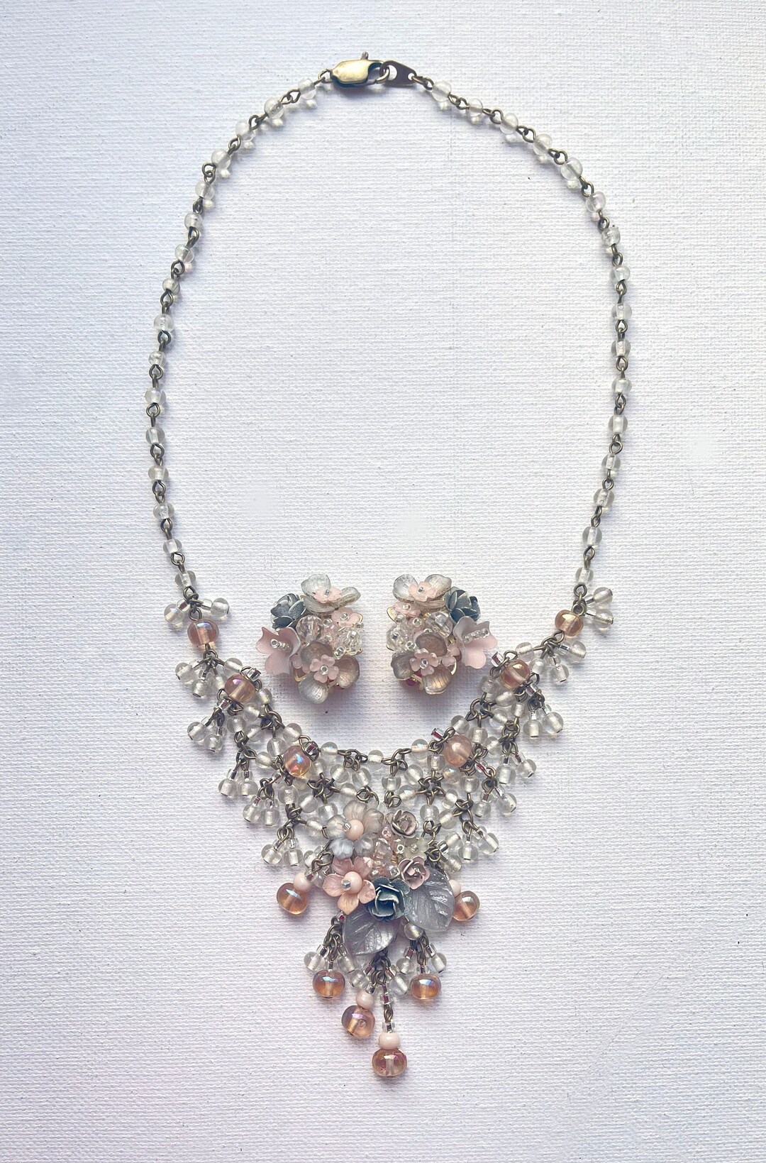 Jewelry Set, Vintage Colleen Toland Pink Ice Necklace and Earring Set ...