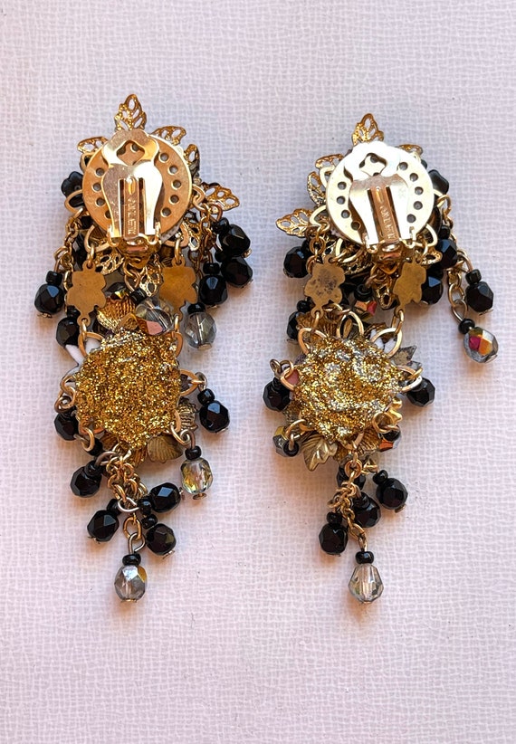 90s VINTAGE Colleen Toland Stunning Black Rose Clip-o… - Gem