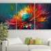 Multi Panel Abstract Colorful Flower Canvas Print Wall Art, Ready to ...