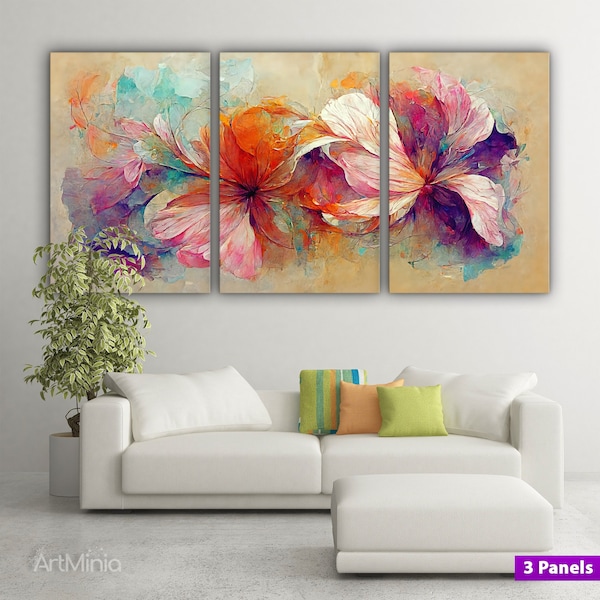Abstract Flower Canvas Wall Art - Etsy