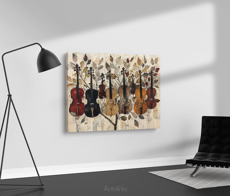 Violin Tree Canvas Print: Abstract Musical Instrument Art, Modern Home ...