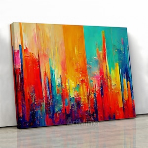 Abstract Colorful Painting Canvas Print Wall Art, Ready to Hang Gallery ...