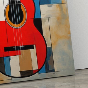 Piet Mondrian Style Guitar Canvas Print Wall Art, Musical Instrument ...