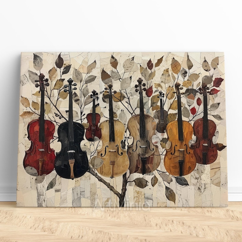 Violin Tree Canvas Print: Abstract Musical Instrument Art, Modern Home ...