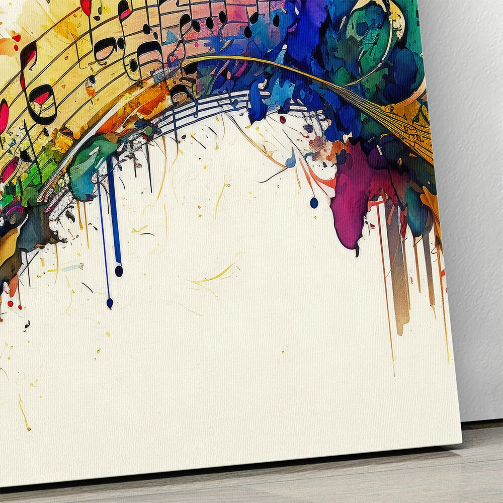 Rainbow Musical Notes Watercolor Painting: Colorful Music Wall Art ...