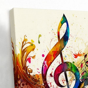 Rainbow Musical Notes Watercolor Painting: Colorful Music Wall Art ...