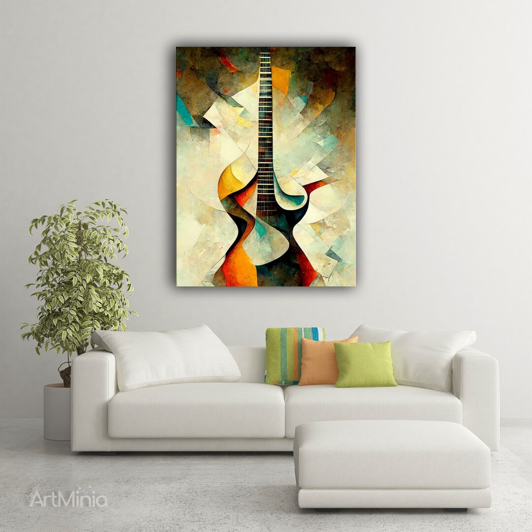 Abstract Guitar Painting Canvas Print Wall Art, Music Wall Art Home ...