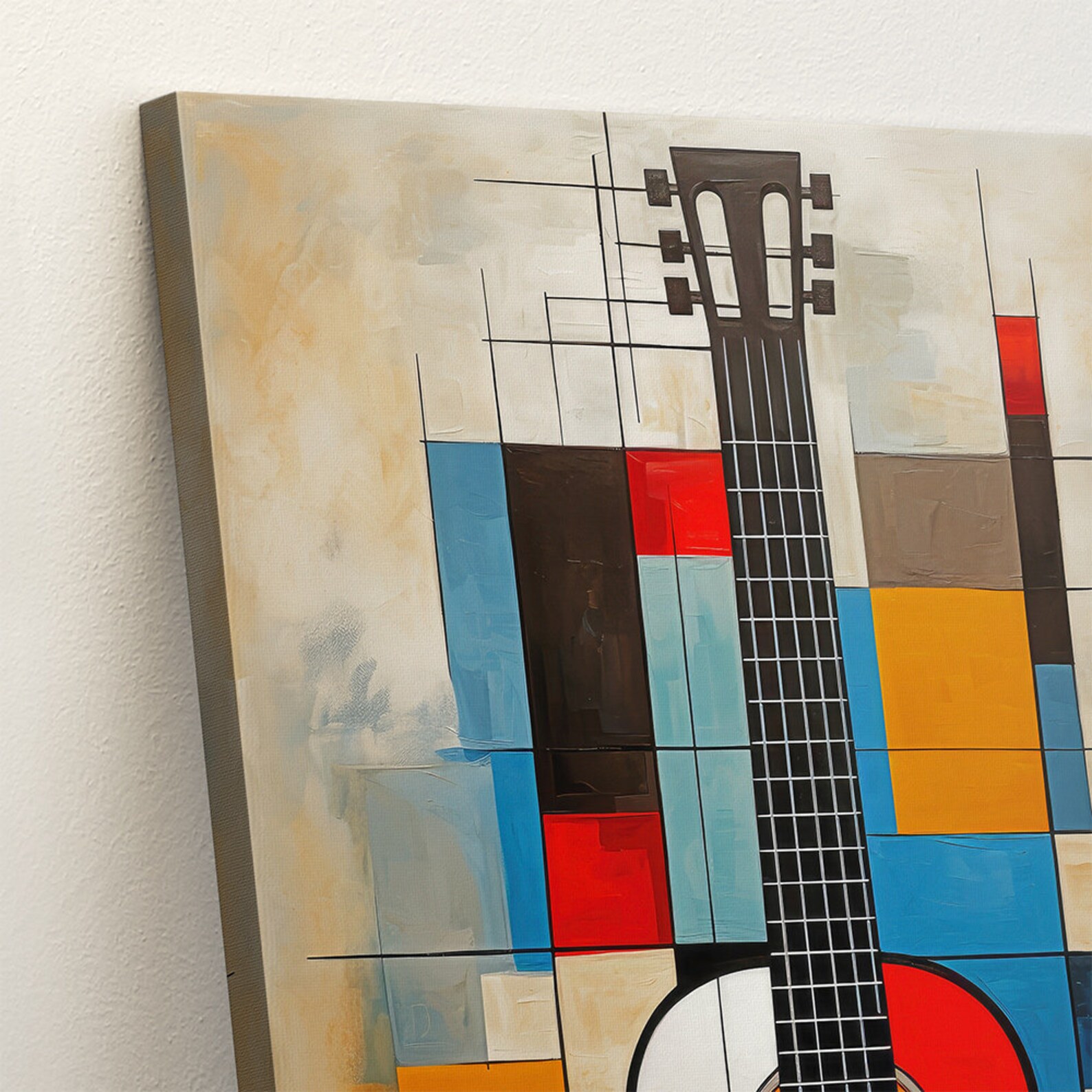 Mondrian Style Guitar Canvas Print: Musical Instrument Art - Etsy