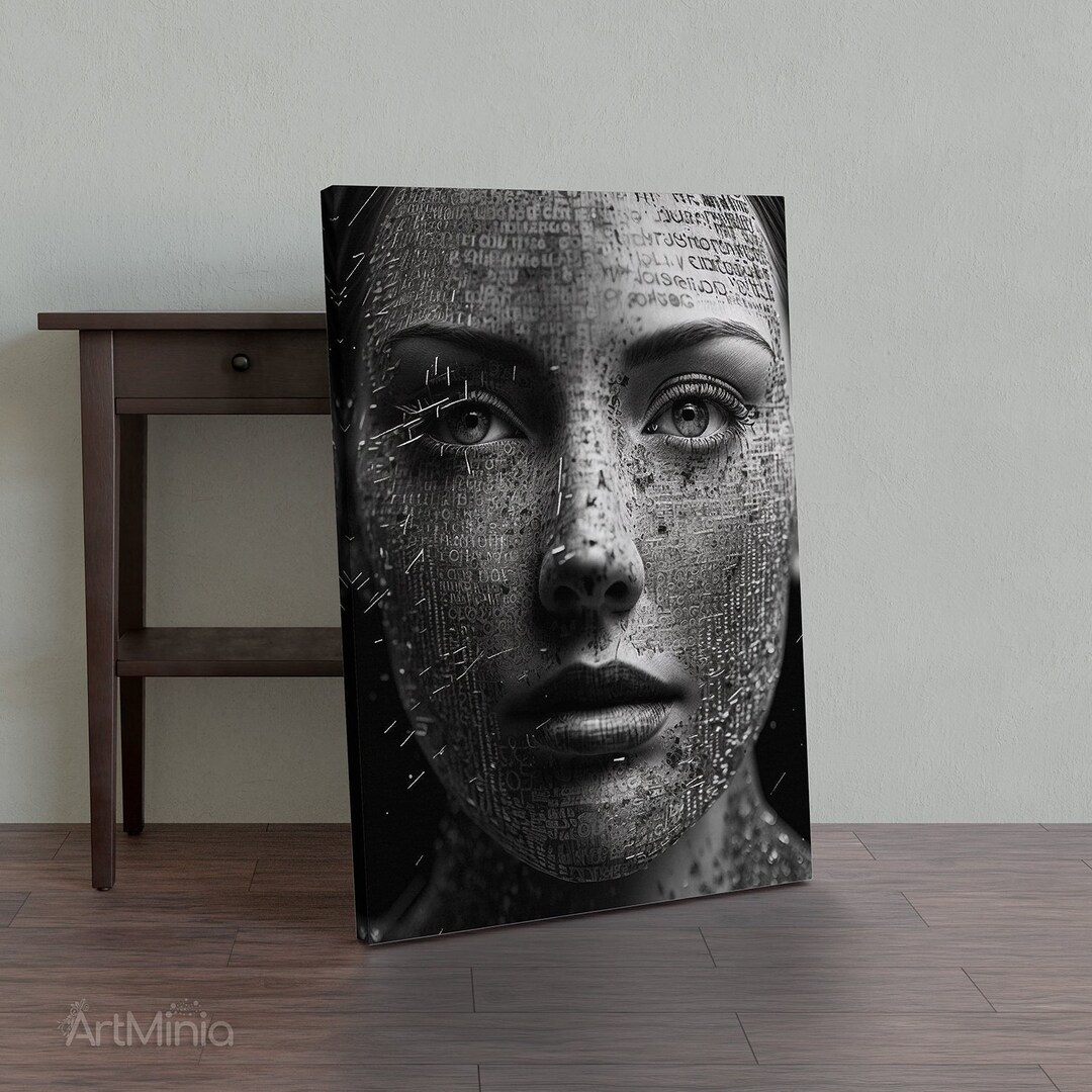 Abstract Woman Portrait Canvas Print: Modern Black and White Wall Art ...