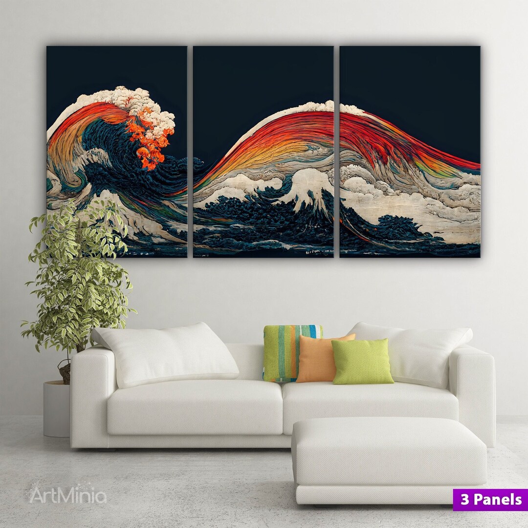 The Great Wave off Kanagawa Style of Hokusai Canvas Print Wall Art ...