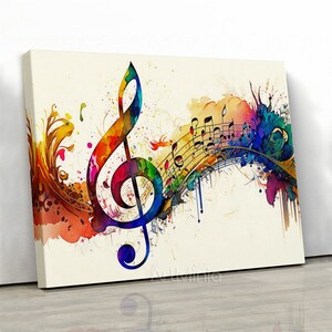 Rainbow Musical Notes Watercolor Painting: Colorful Music Wall Art ...