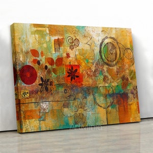 Large Abstract Collage Painting Canvas Print Wall Art, Ready to Hang ...