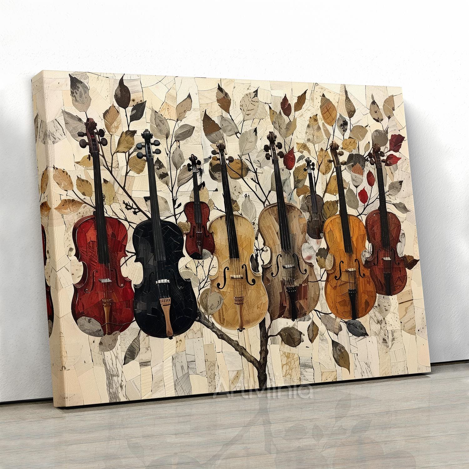 Violin Tree Canvas Print: Abstract Musical Instrument Art, Modern Home ...