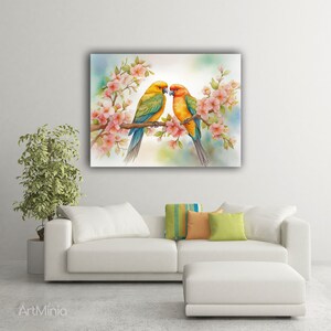 Parrot Canvas Print: Colorful Bird & Blossom Wall Art - Etsy
