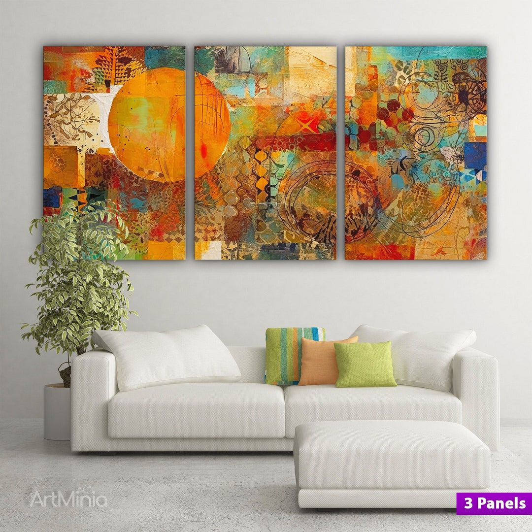 Abstract Collage Canvas Print: Large Multi-panel Wall Art - Etsy