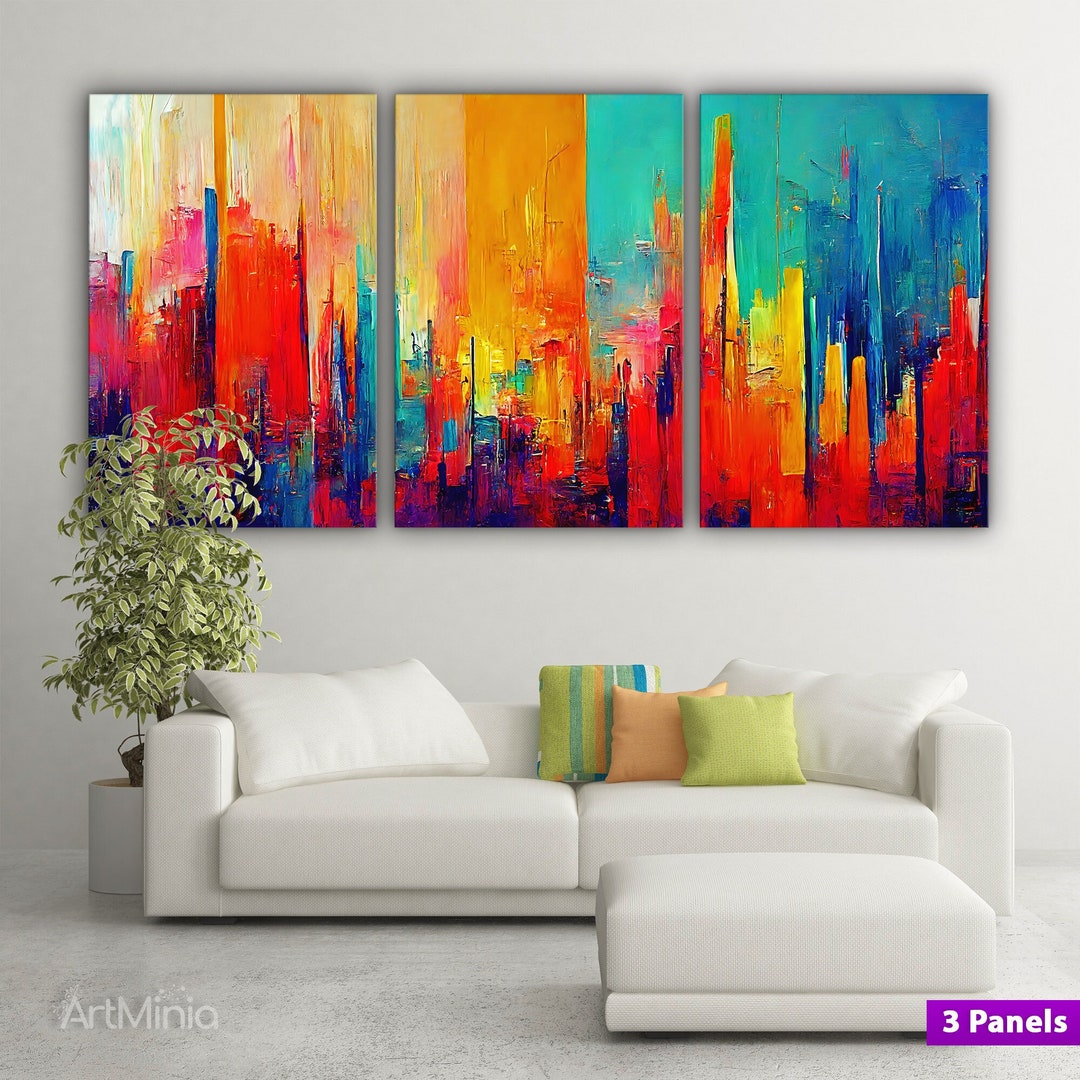 Abstract Colorful Painting Canvas Print Wall Art, Ready to Hang Gallery ...