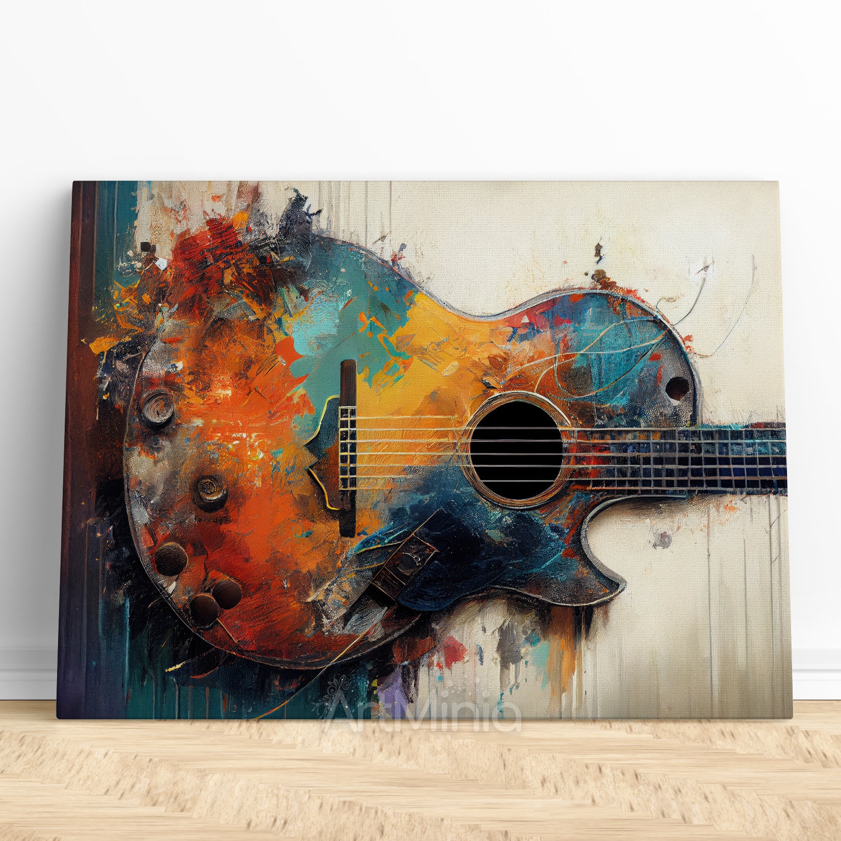 Abstract Guitar Oil Painting Canvas Print: Musical Wall Art - Etsy