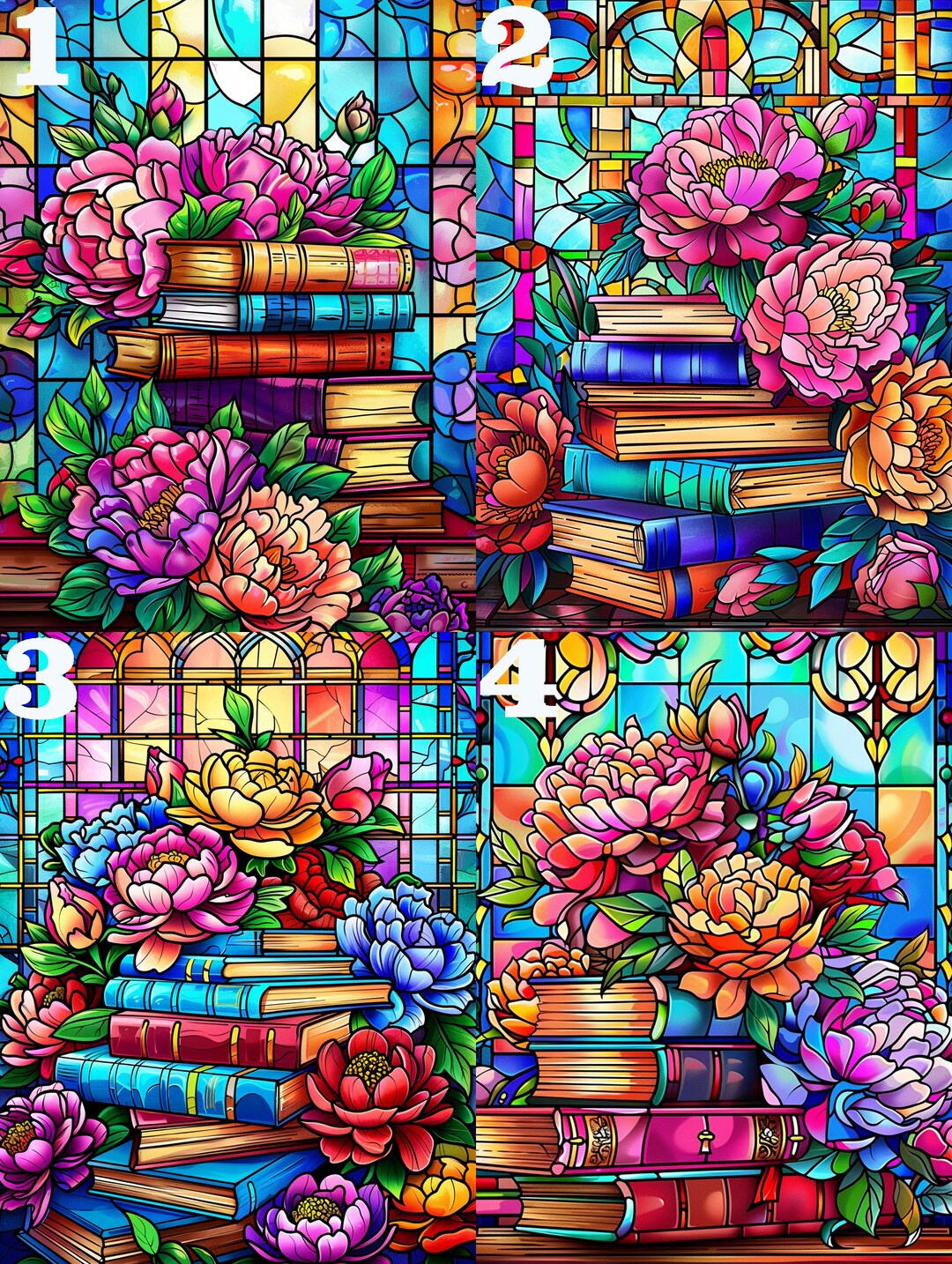 5D Stained Glass Book Flower Diamond Painting Mosic Embroidery Sale ...