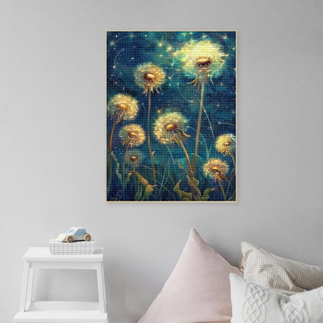 Dandelions Diamond Painting Art Kit Canvas Dandelions With Flying Seeds ...
