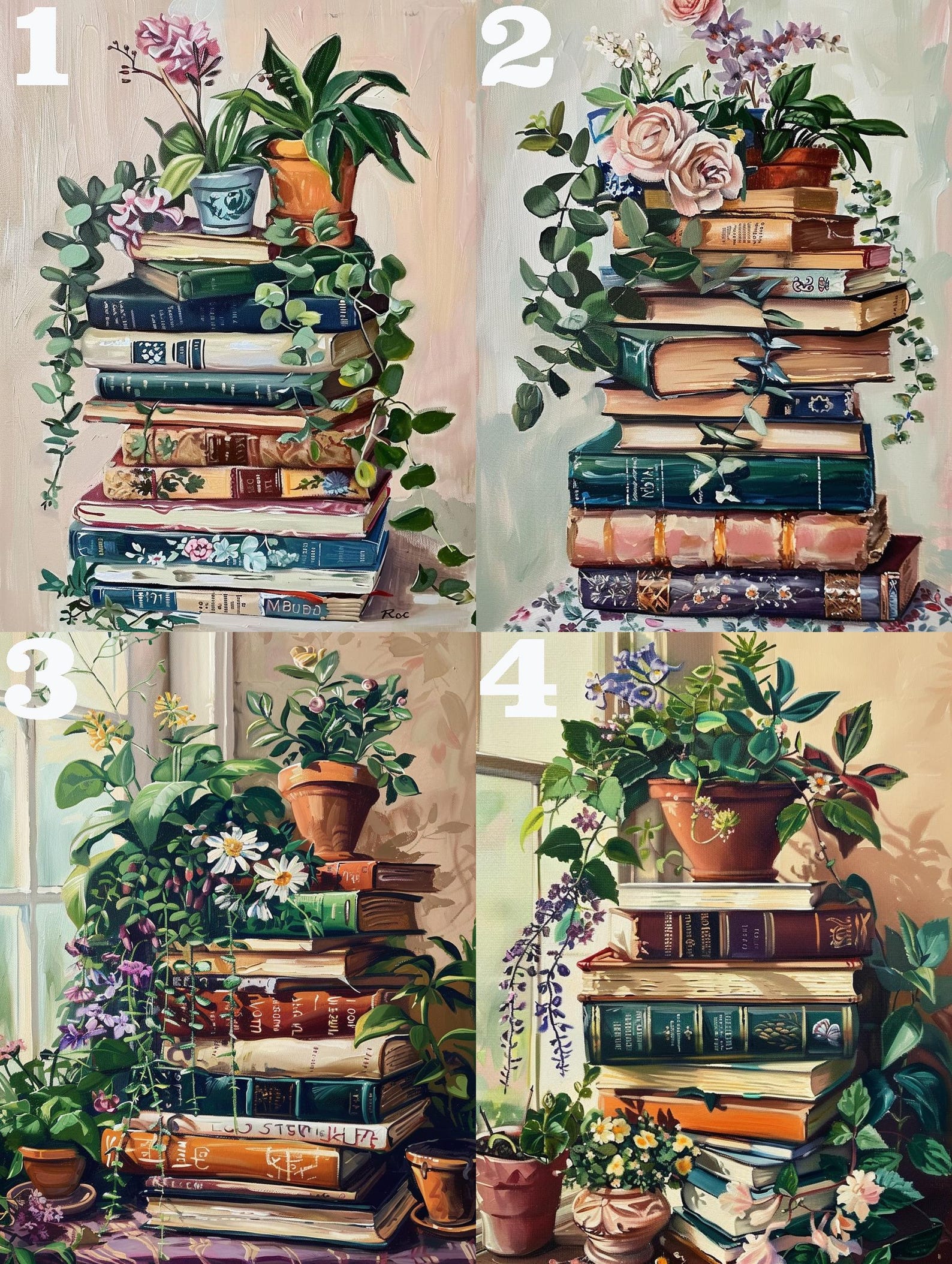 Floral Stack of Books Diamond Painting Art Kits，book Lover Print，5d DIY ...