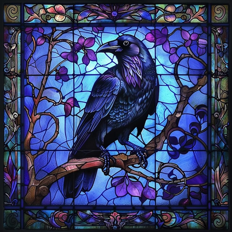 Stained Glass Raven - Etsy