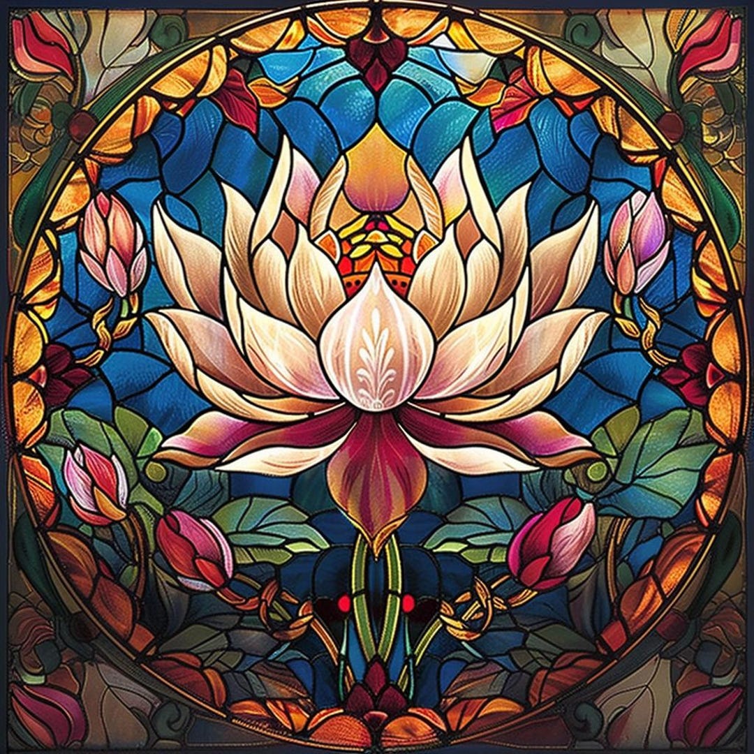 Stained Glass Lotus Diamond Painting,5d DIY Full Square/round Drill ...