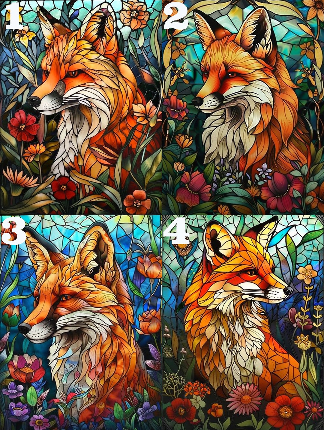 Stained Glass Fox Diamond Art Painting Kit for Adult,5d Fox Diamond ...