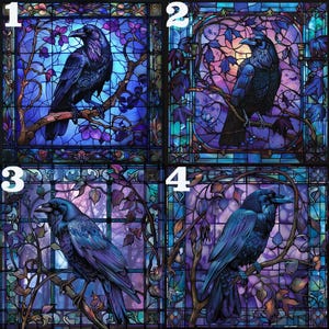 Stained Glass Raven Diamond Painting Kits for Adult Full Drill 5D DIY ...