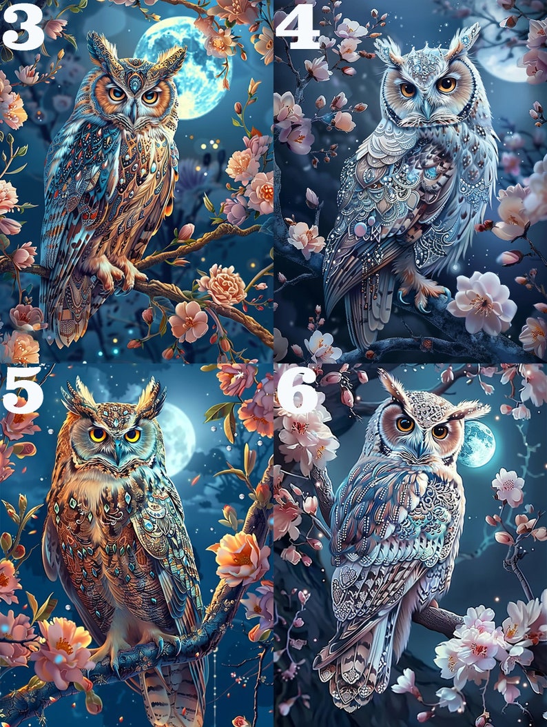 Owl Diamond Painting Kits Owl Wall Art，full Drill 5D Owl Diamond Art ...