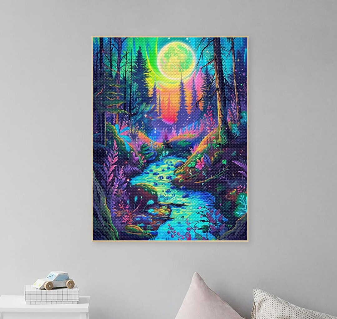 DIY Full Drill 5D Moon Forest Diamond Painting Kits，moonlight Landscape ...