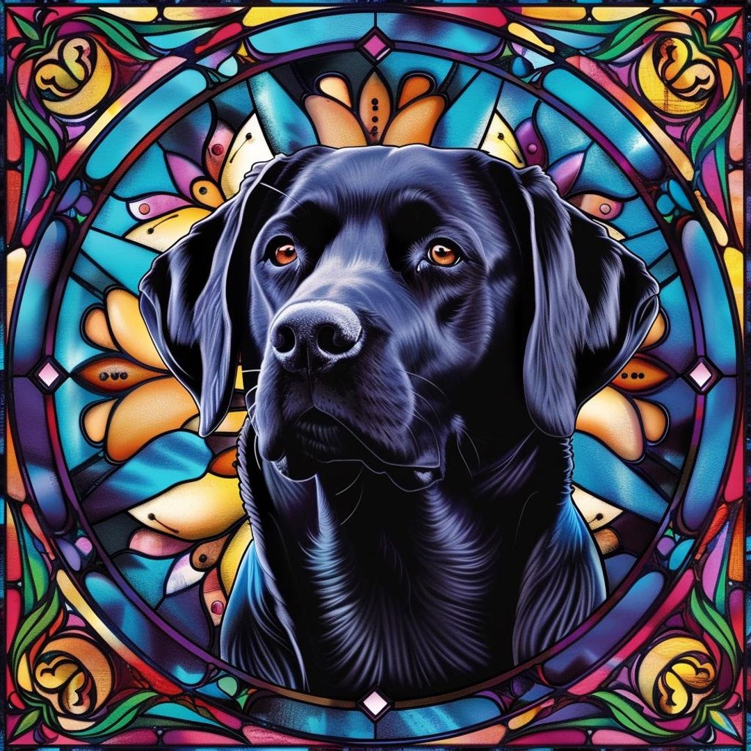 Stained Glass Labrador Diamond Painting,5d DIY Full Square/round Drill ...