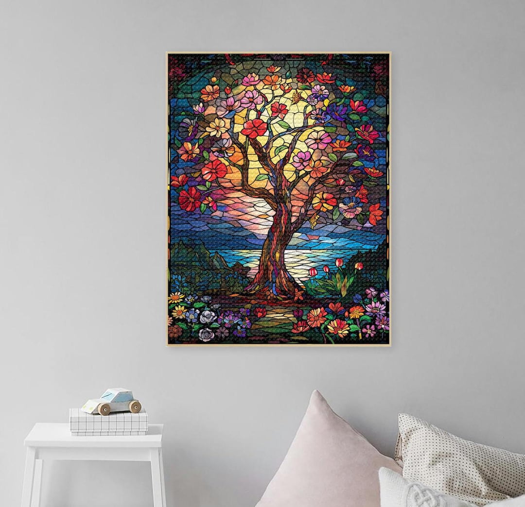 Stained Glass Life of Tree Diamond Painting,5d DIY Full Square/round ...