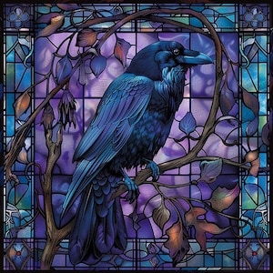 Stained Glass Raven Diamond Painting Kits for Adult Full Drill 5D DIY ...